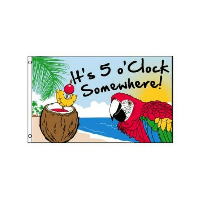 It's 5 o' Clock Somewhere Flag Party Banner Bar Sign Happy Hour Pennant ...