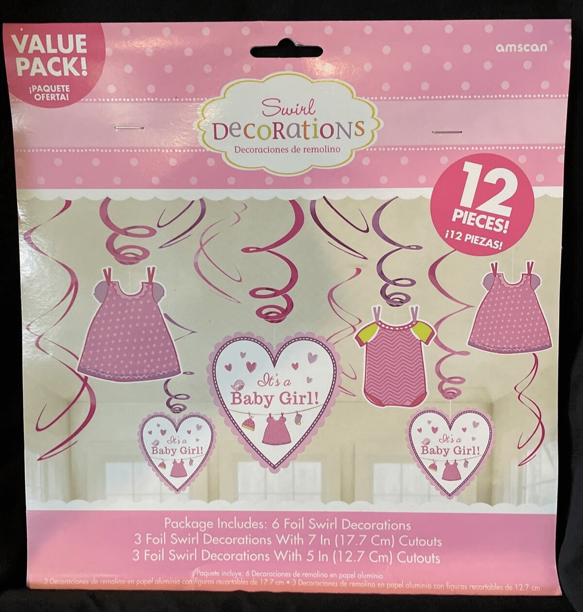 It's A Baby Girl Swirl Decorations 12 Pieces Baby Shower ~ NEW ...