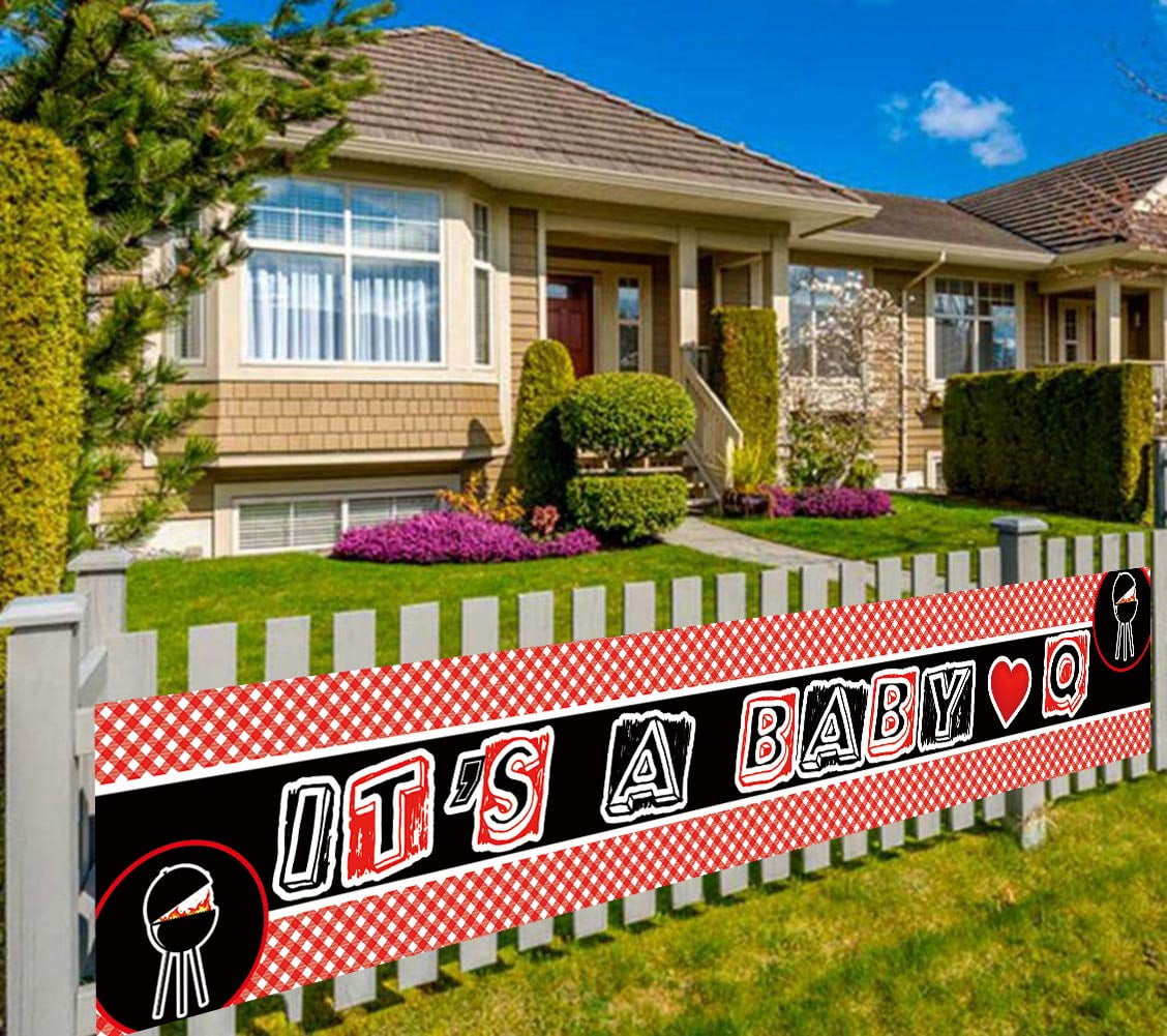 It’s A Baby Q Sign Banner BBQ Baby Shower Party Supplies Red and Black ...