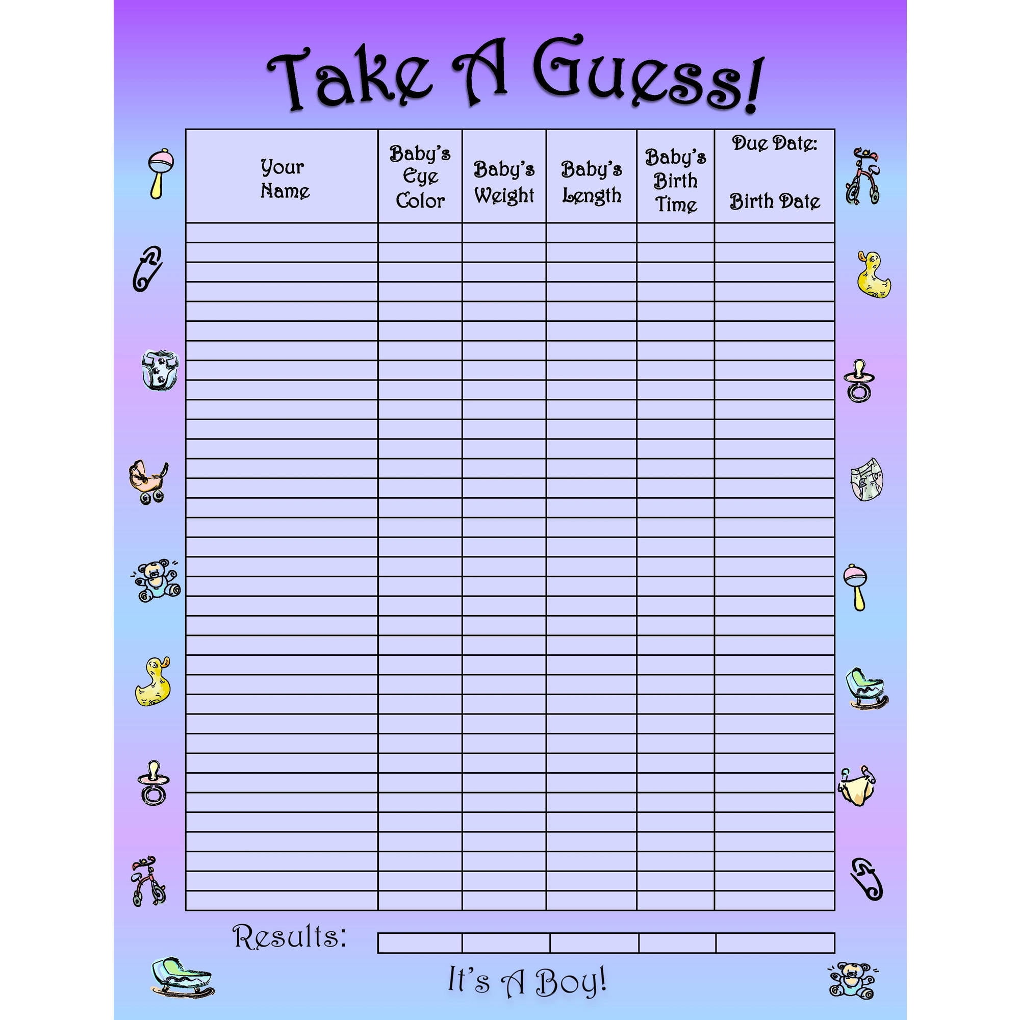 It's A Boy! Baby Guessing Game and Keepsake, Medium-35 Players, Bundle ...