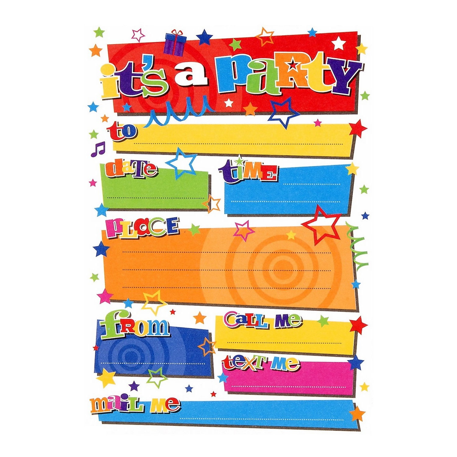 It 's A Party Birthday Invitations (Pack of 20) - Walmart.com