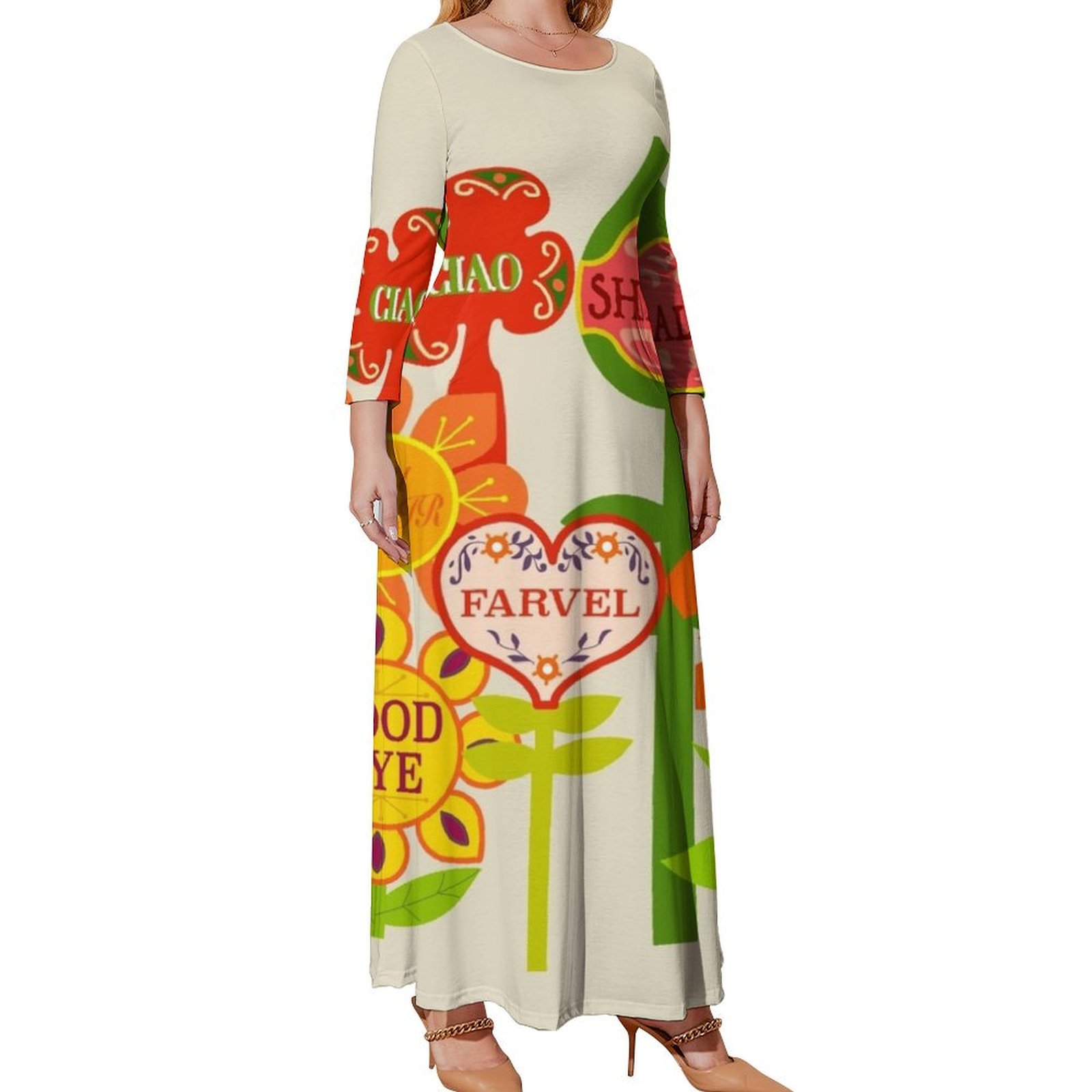 It's A Small World Goodbye Room Flowers Long Sleeved Dress Elegant ...