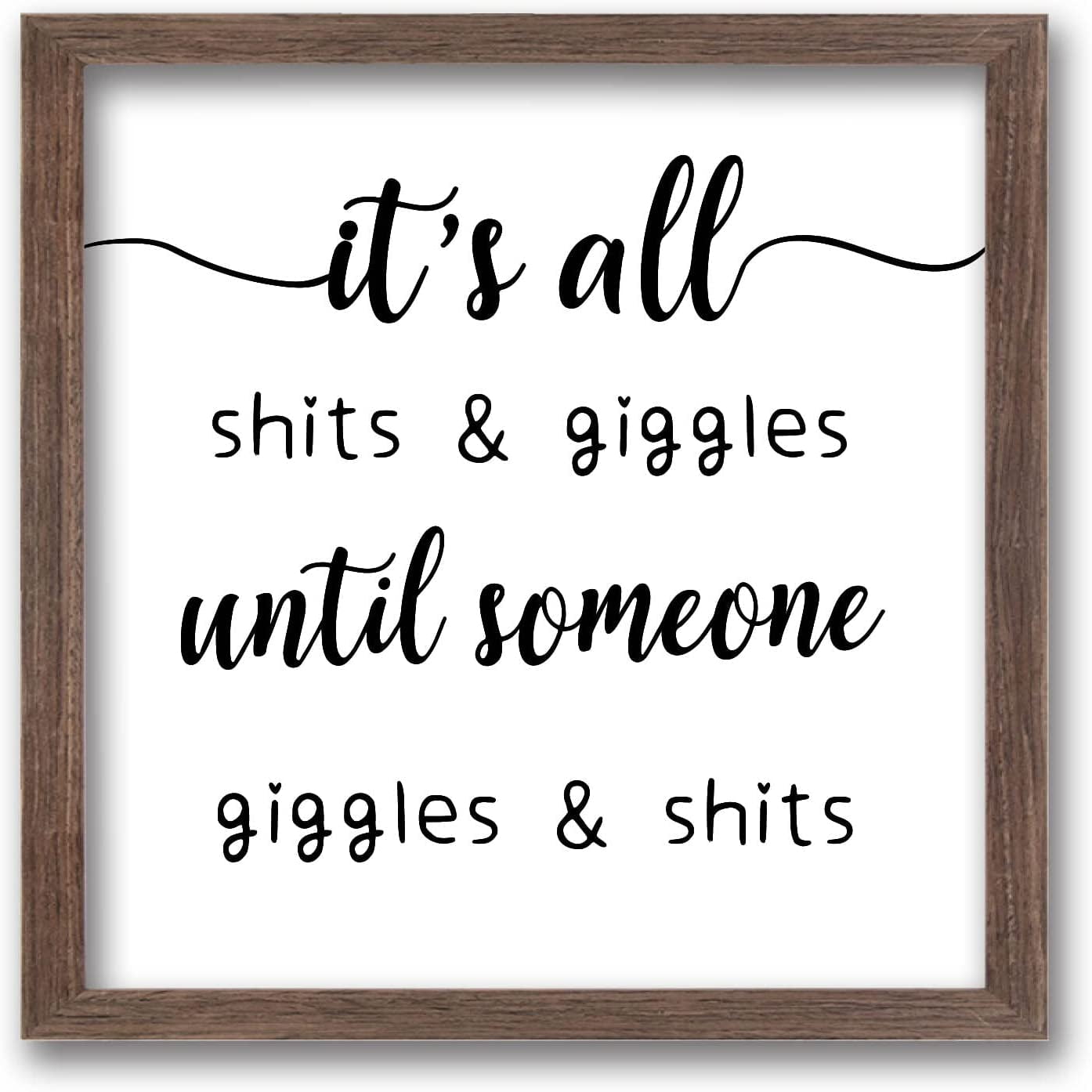 It's All Shits Art Sign Solid Wood Bathroom Sign with Arylic Layer 7x7 ...