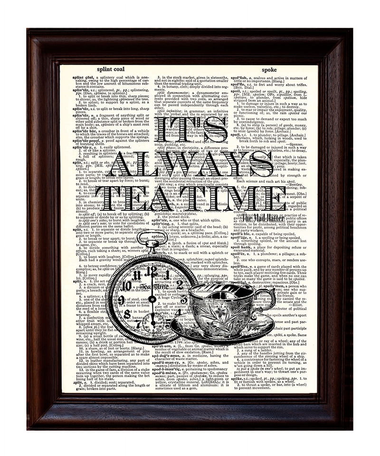 It's Always Teatime Quote - Dictionary Art Print Printed On Authentic ...