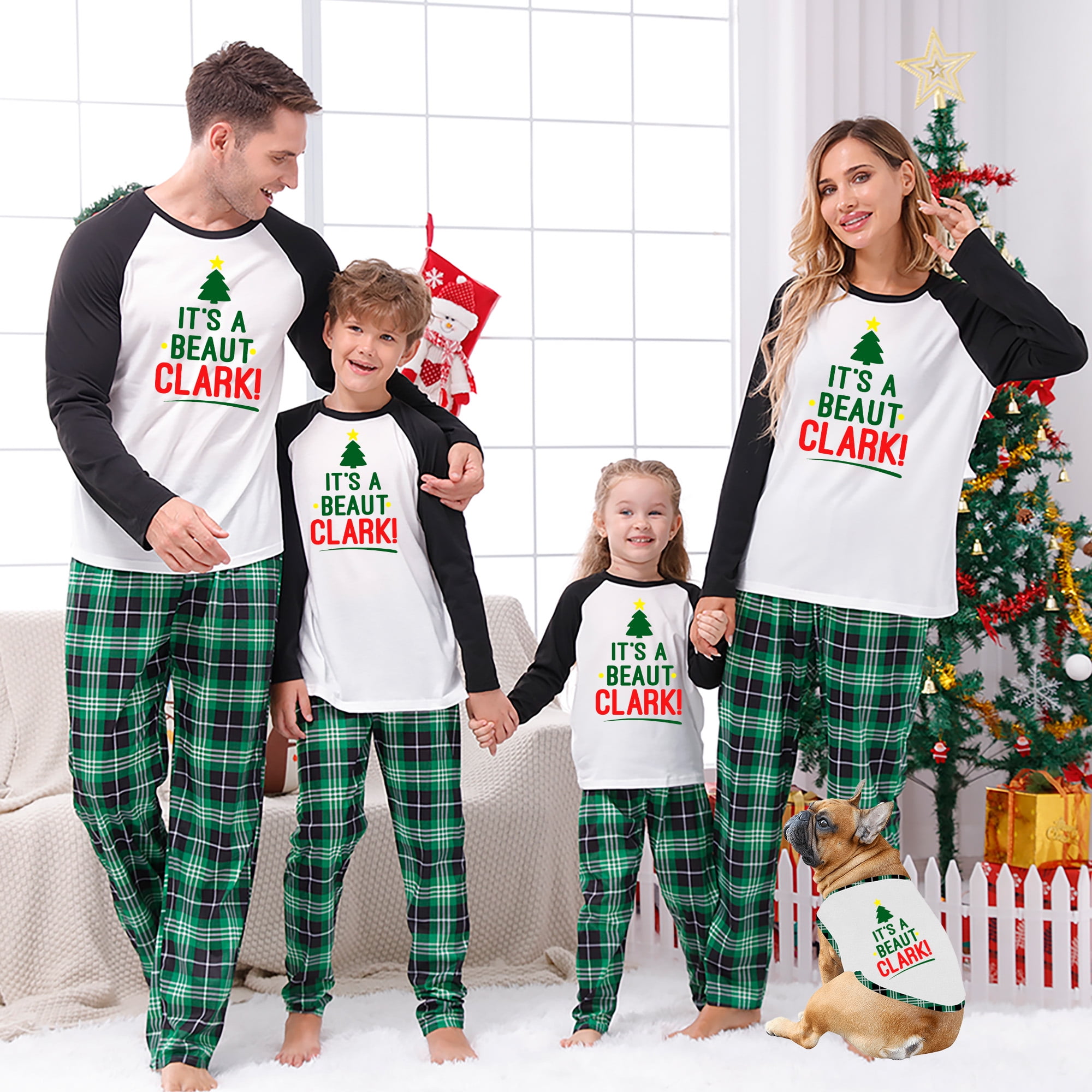 It's Beaut Christmas Vacation Family and Dog Pajamas White And Green, Two-pieces, Size NB-Men ...