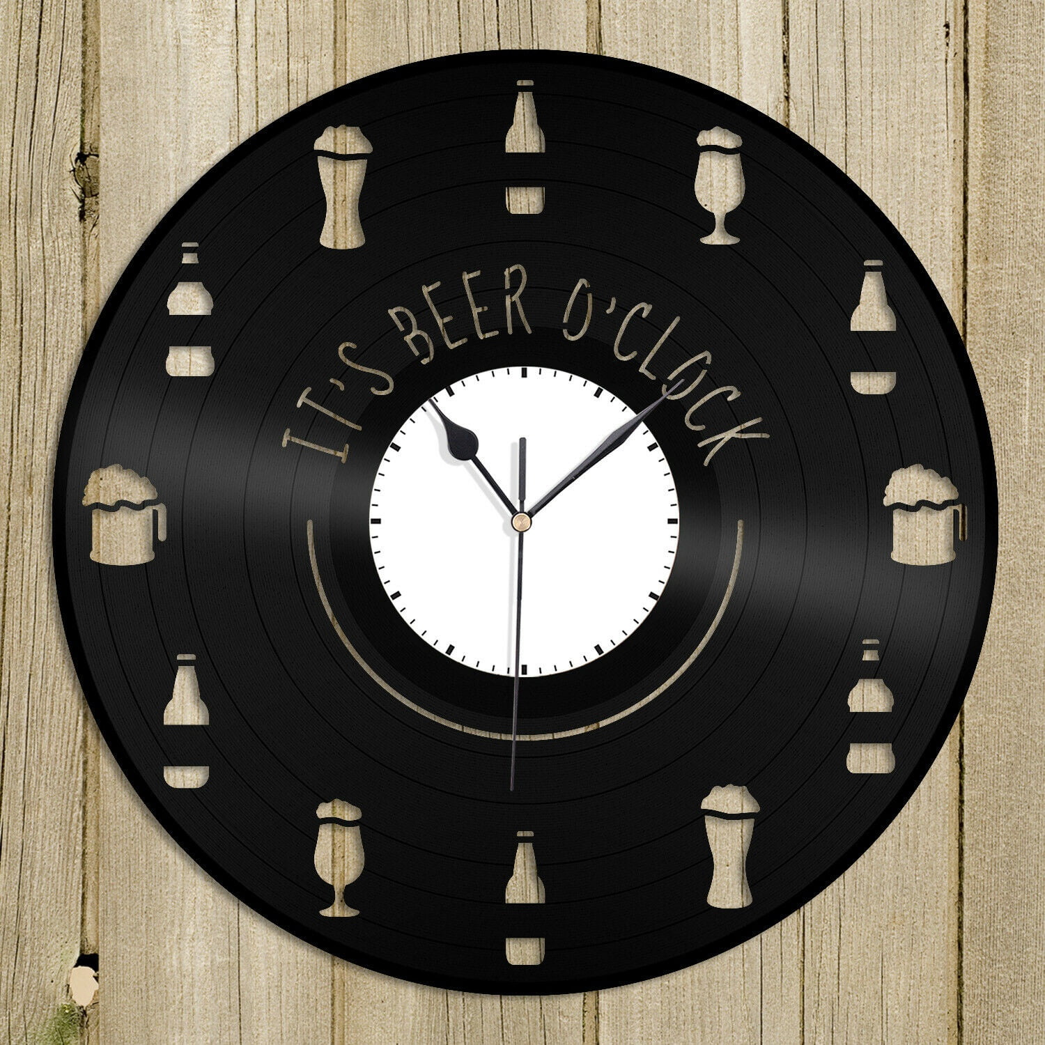 It's Beer O'clock Vinyl Wall Clock Unique Gift for Friends Home Room ...