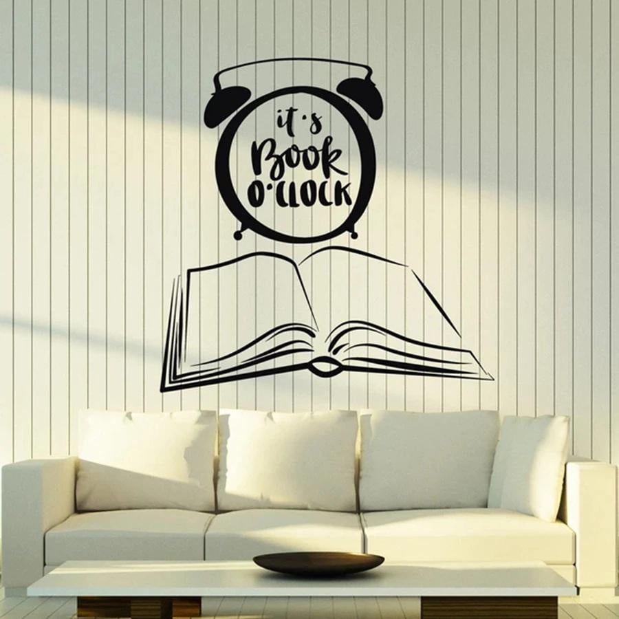 It's Book O'clock Wall Decal Books Quote Library Bookstore Read Corner ...