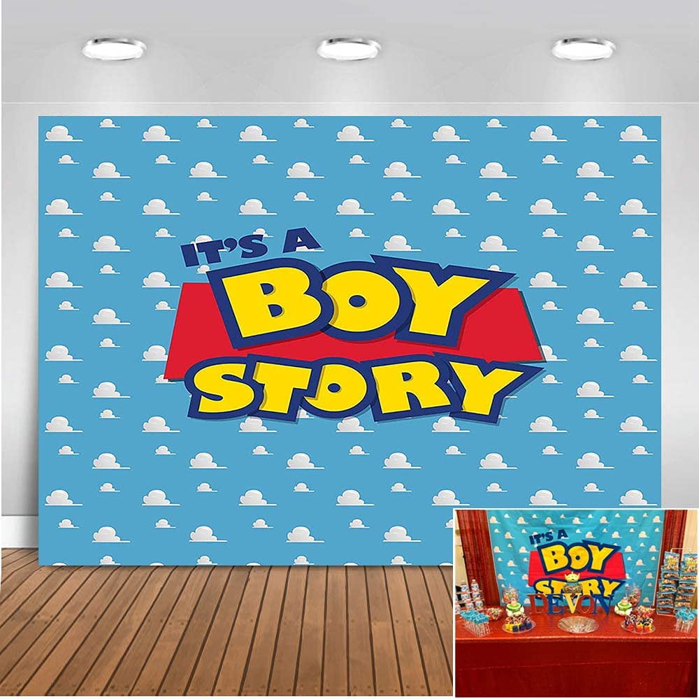 It's a Boy Story Backdrop Birthday Party Theme Photo Background Blue ...