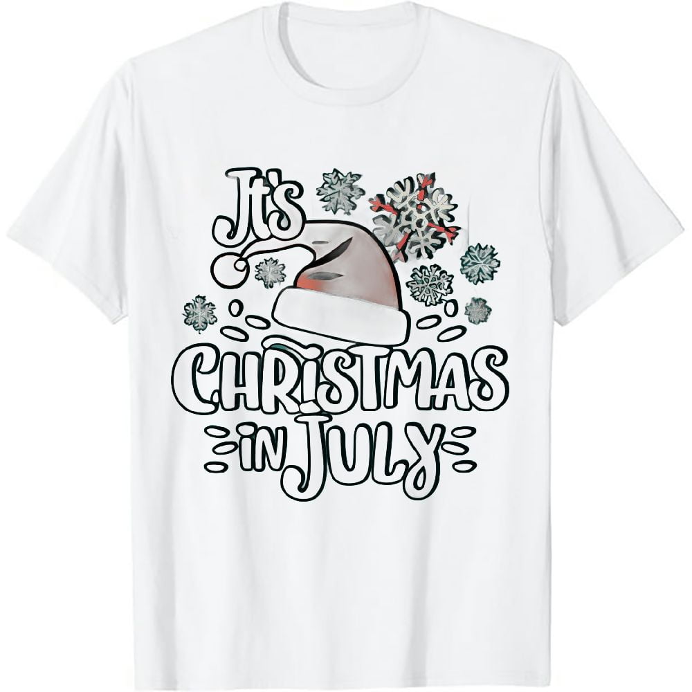 It's Christmas In July Funny Santa Beach Summer Graphic T-Shirt ...