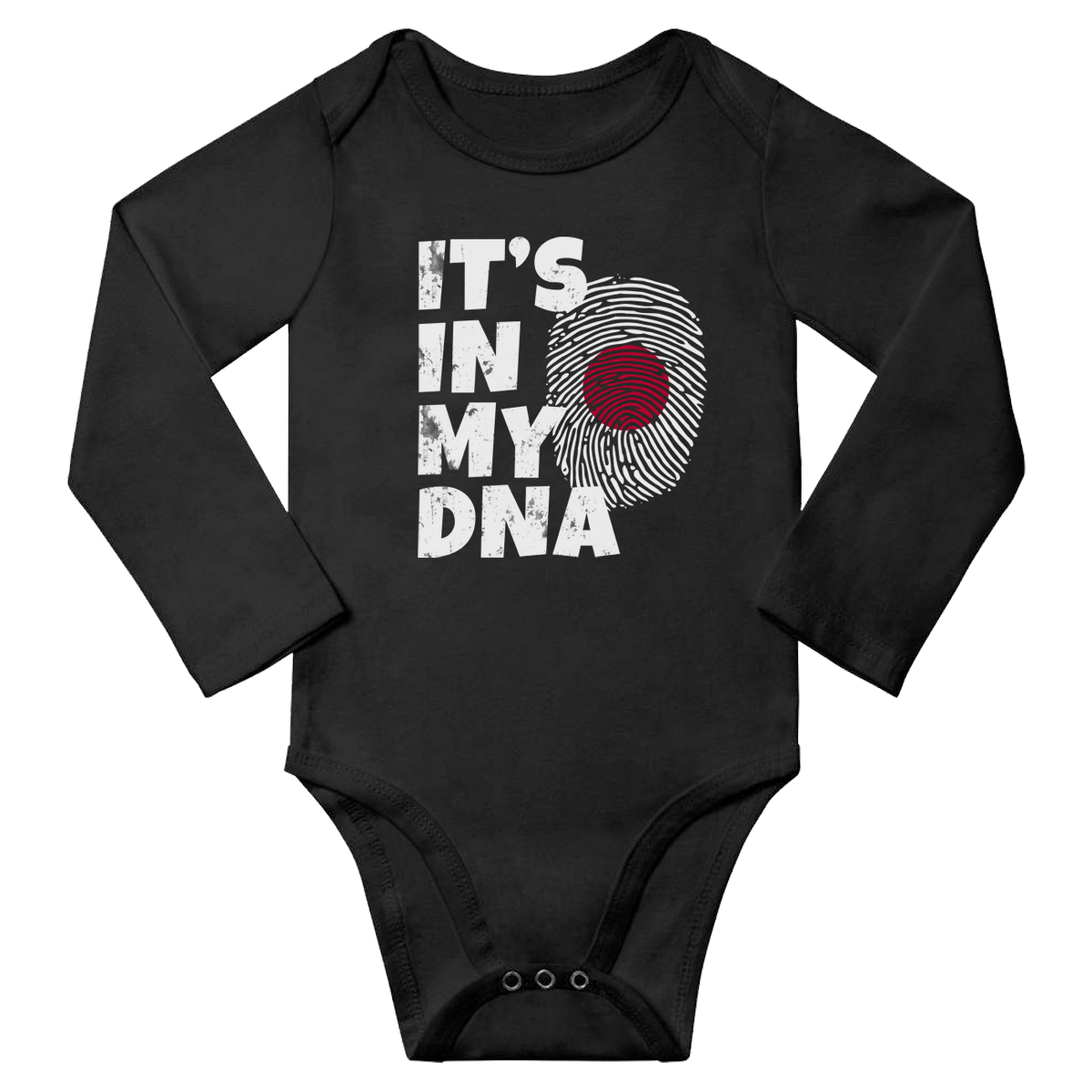 It's In My Japanese DNA Baby Long Sleeve Bodysuit Outfits (Black, 12 ...
