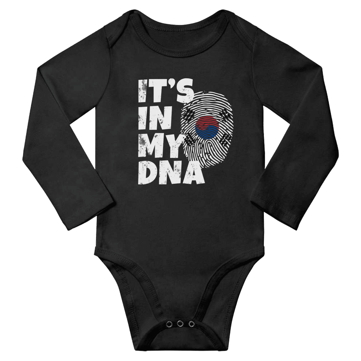 It's In My Korean DNA Baby Long Sleeve Bodysuit Outfits (Black, 6 ...