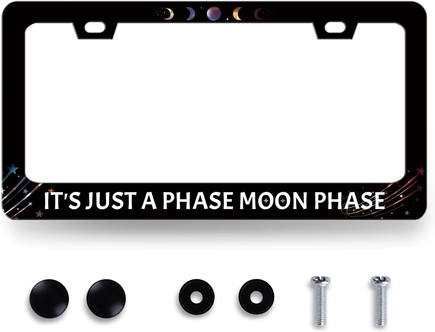 It's Just a Phase Moon Phase License Plate Frame Colroful Moon Stars ...