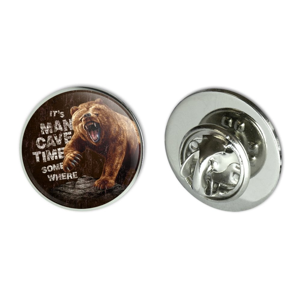 It's Man Cave Time Somewhere Bear Metal 0.75" Lapel Hat Pin Tie Tack ...