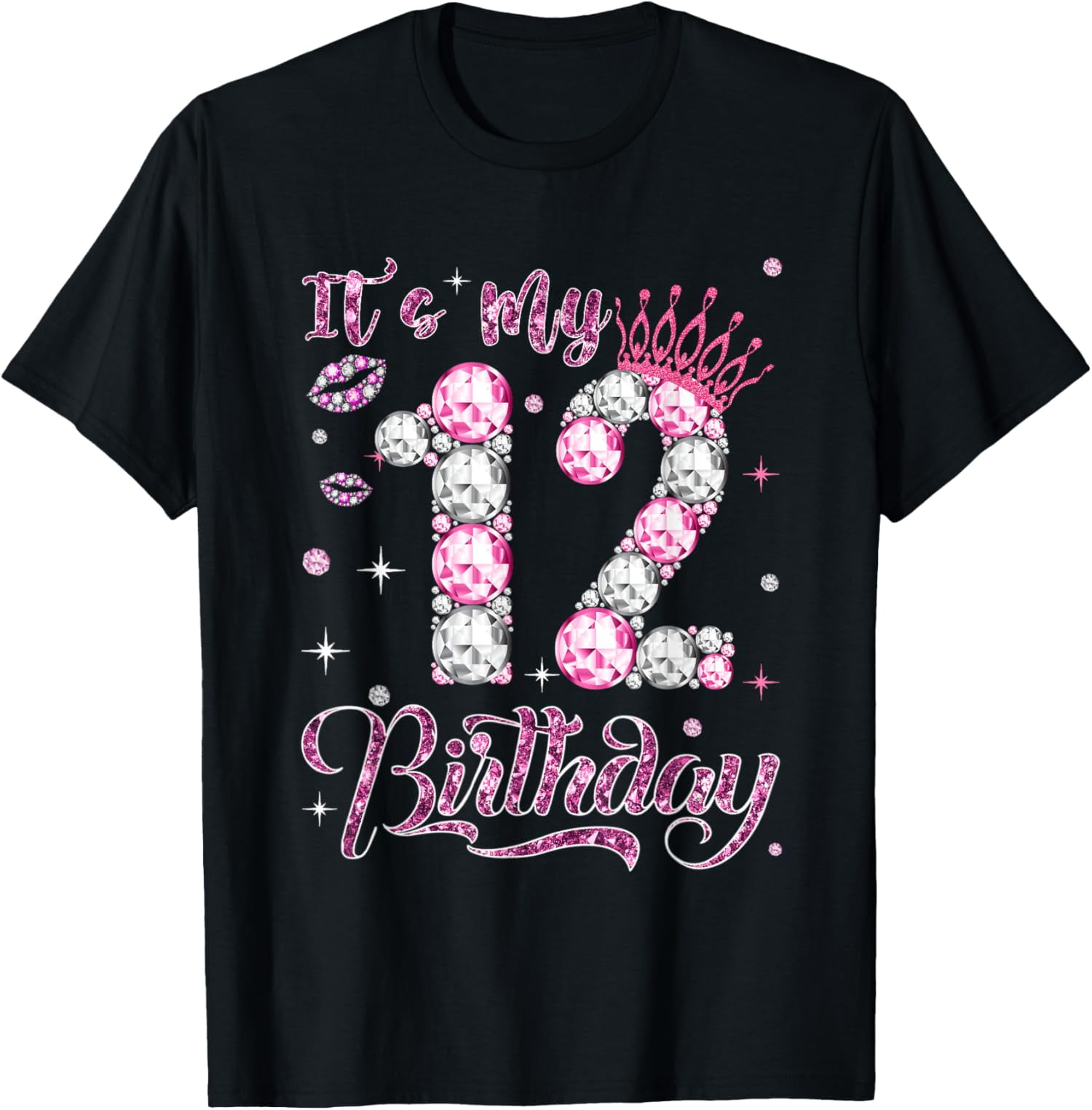 It's My 12th Birthday Queen 12 Years Old Diamond Crown T-Shirt ...