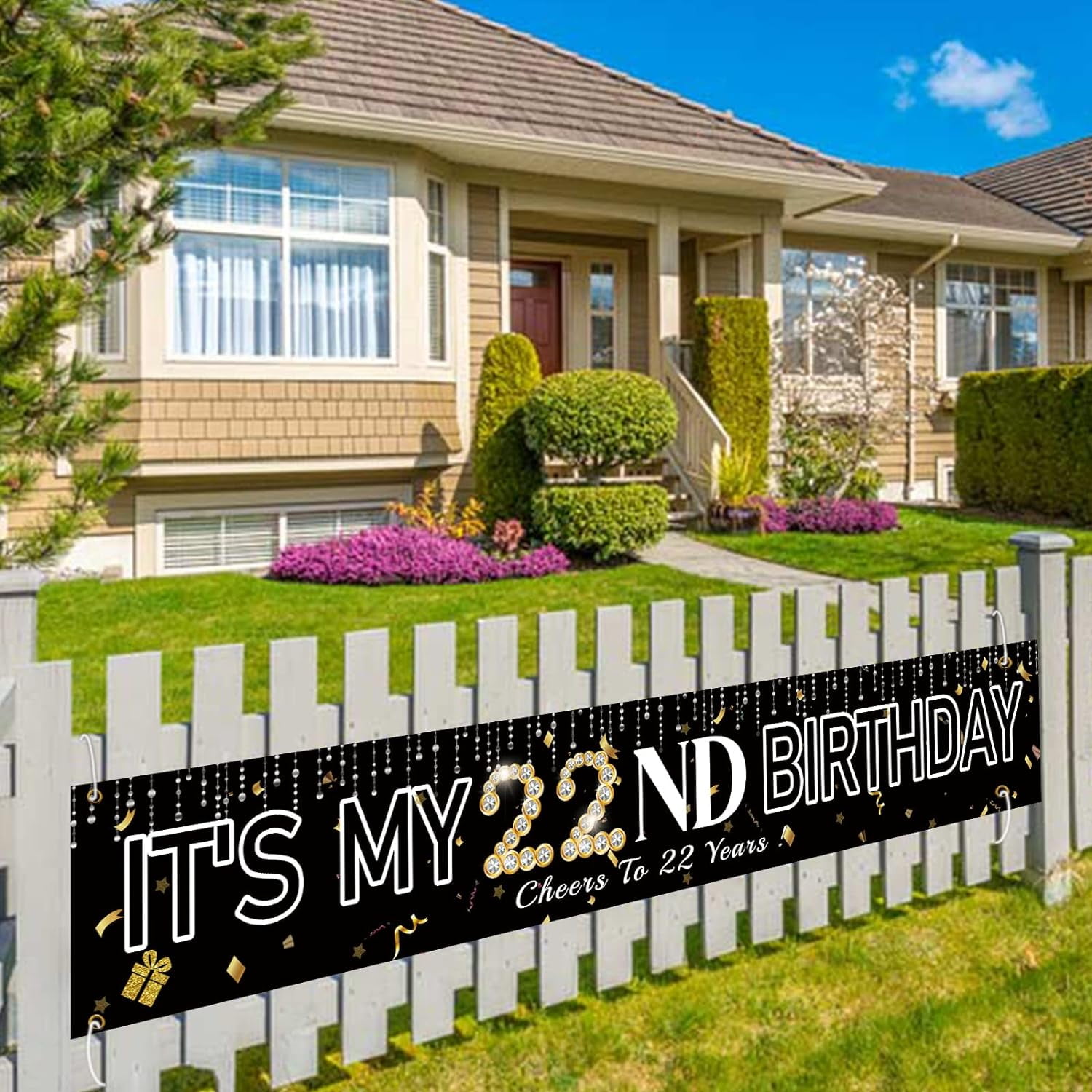 It‘s My 22nd Birthday Banner Happy Birthday Large Yard Sign Banner for ...
