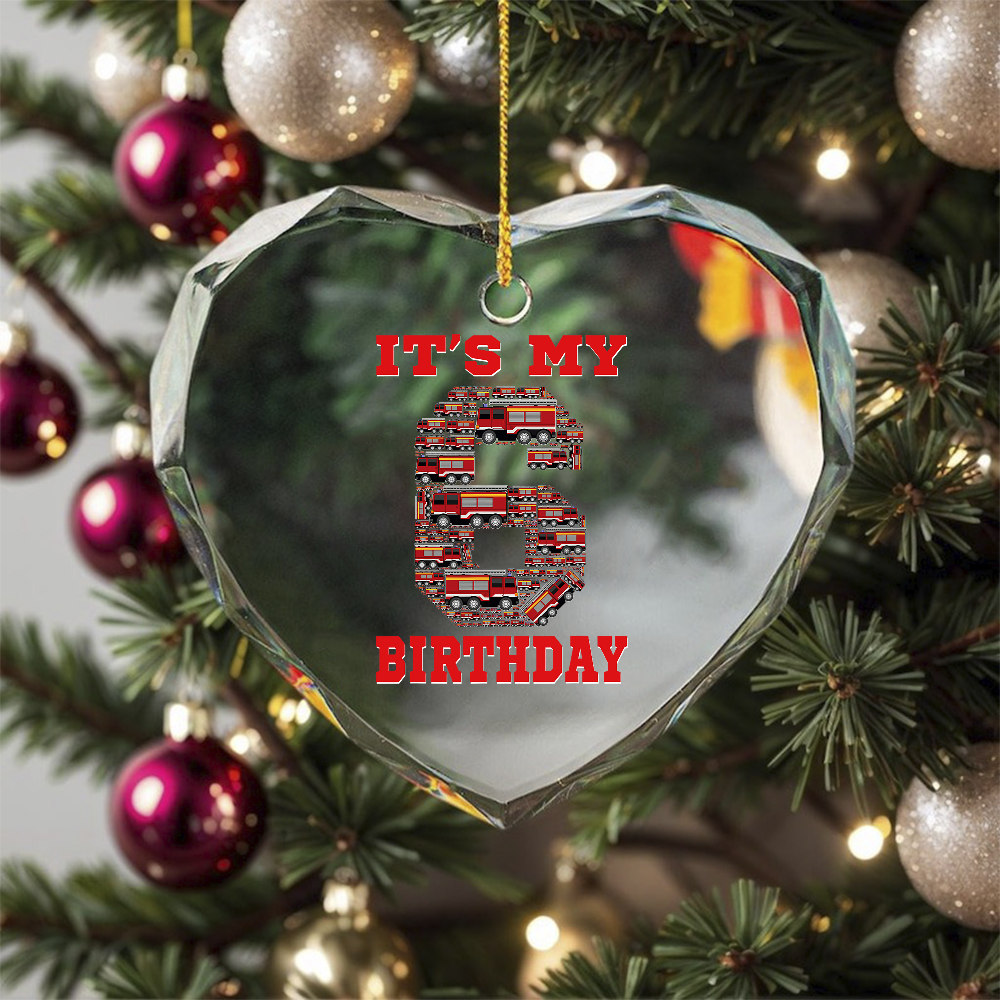 It's My 6th Birthday Boy Fire Truck 6 Year Old Firefighter Ornament ...