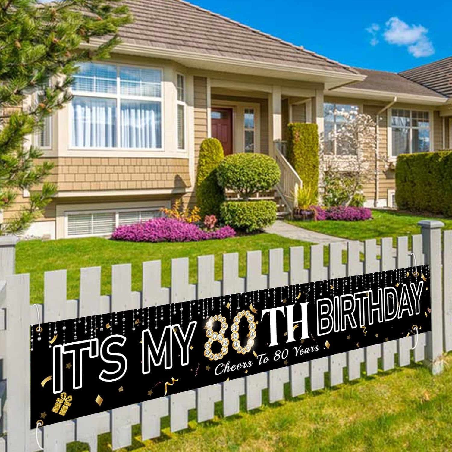 It‘s My 80th Birthday Banner Happy Birthday Large Yard Sign Banner for ...