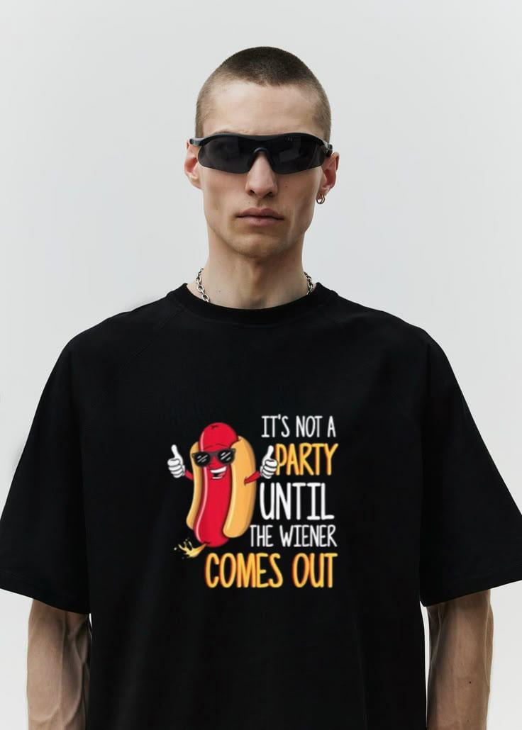 It's Not A Party Until The Wiener Comes Out T-Shirt Funny Hot Dog BBQ ...