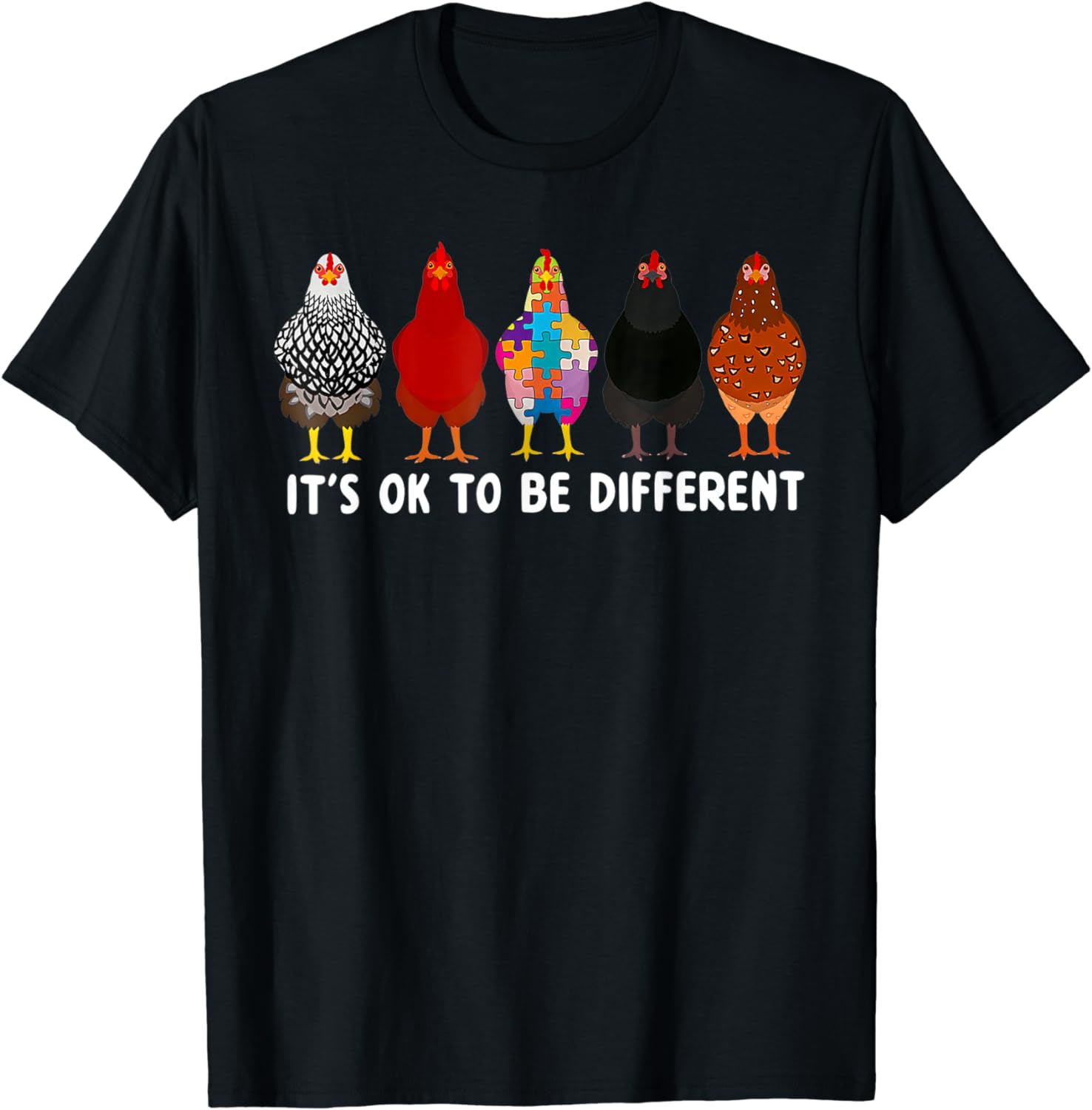 It's Ok To Be Different Cute Chicken Autism Awareness Month T-Shirt ...