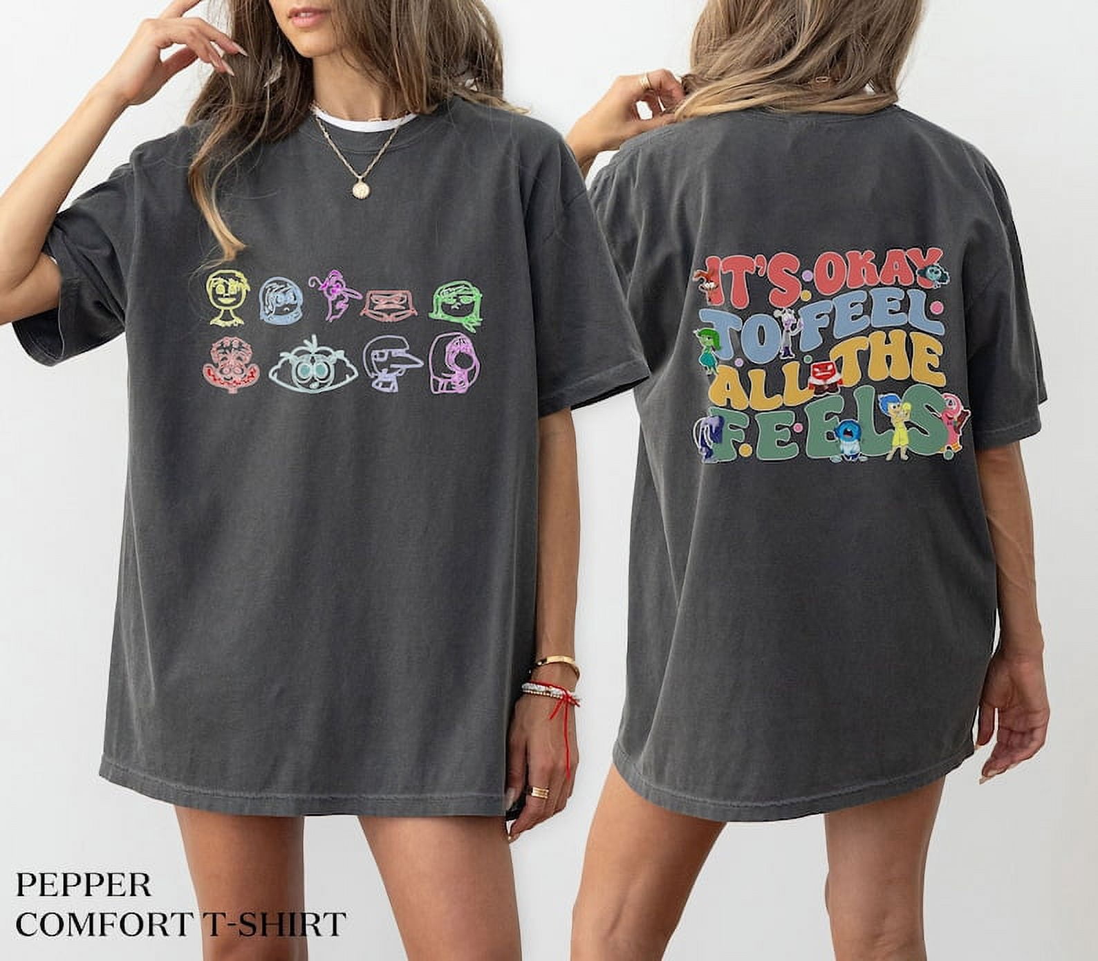 It's Okay To Feel All The Feels Emotions Inside Out Characters Shirt ...