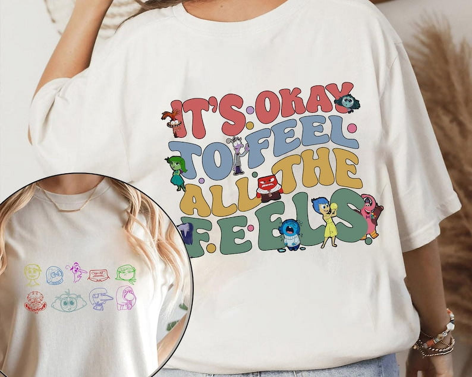 It's Okay To Feel All The Feels Emotions Inside Out Characters Shirt ...