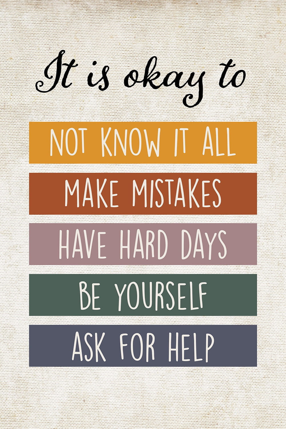 It's Okay to Be Yourself Motivational Classroom Sign for Teachers - 12 ...