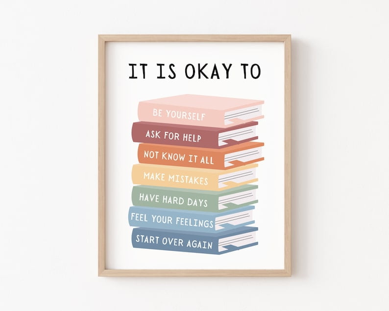 It's Okay to Not be Okay Poster, Motivational Kids Art, Classroom ...