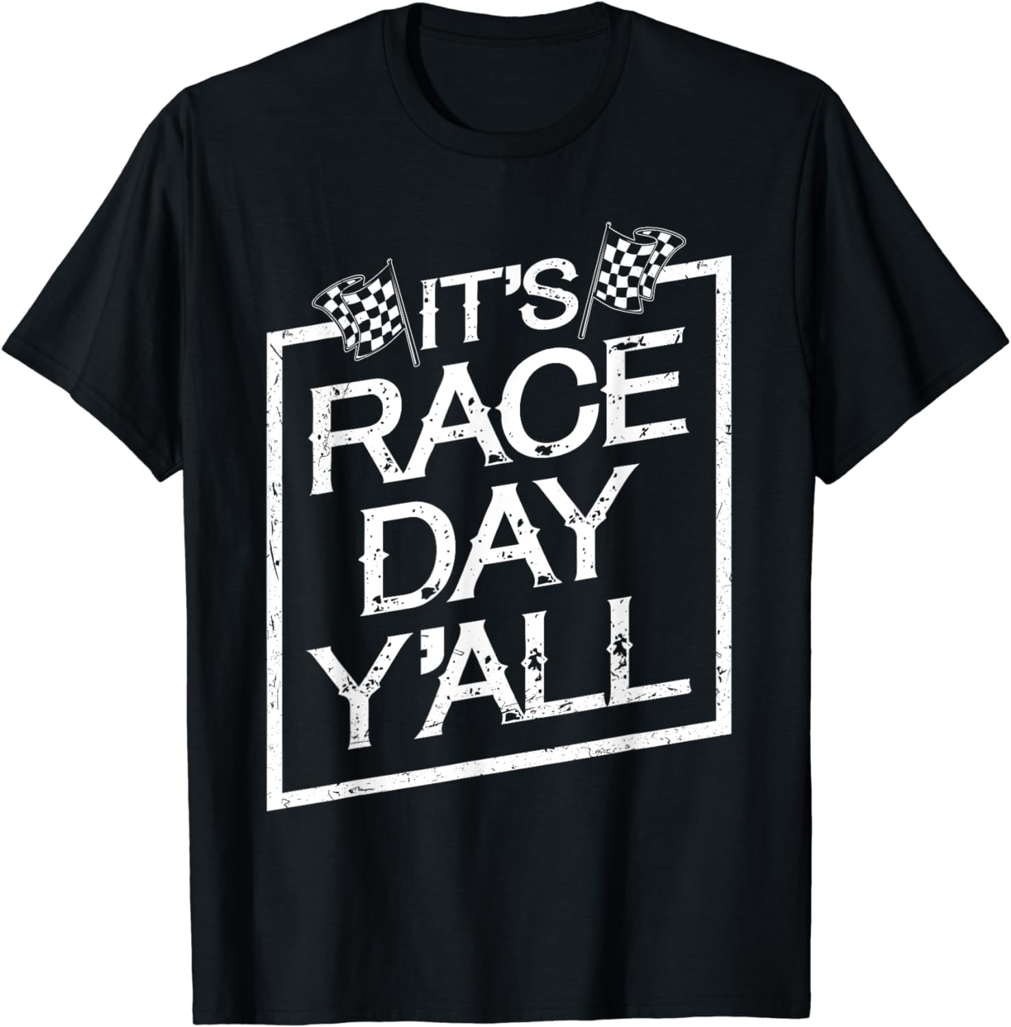It's Race Day Y'all Dirt Track Racing Checkered Flag T-Shirt - Walmart.com