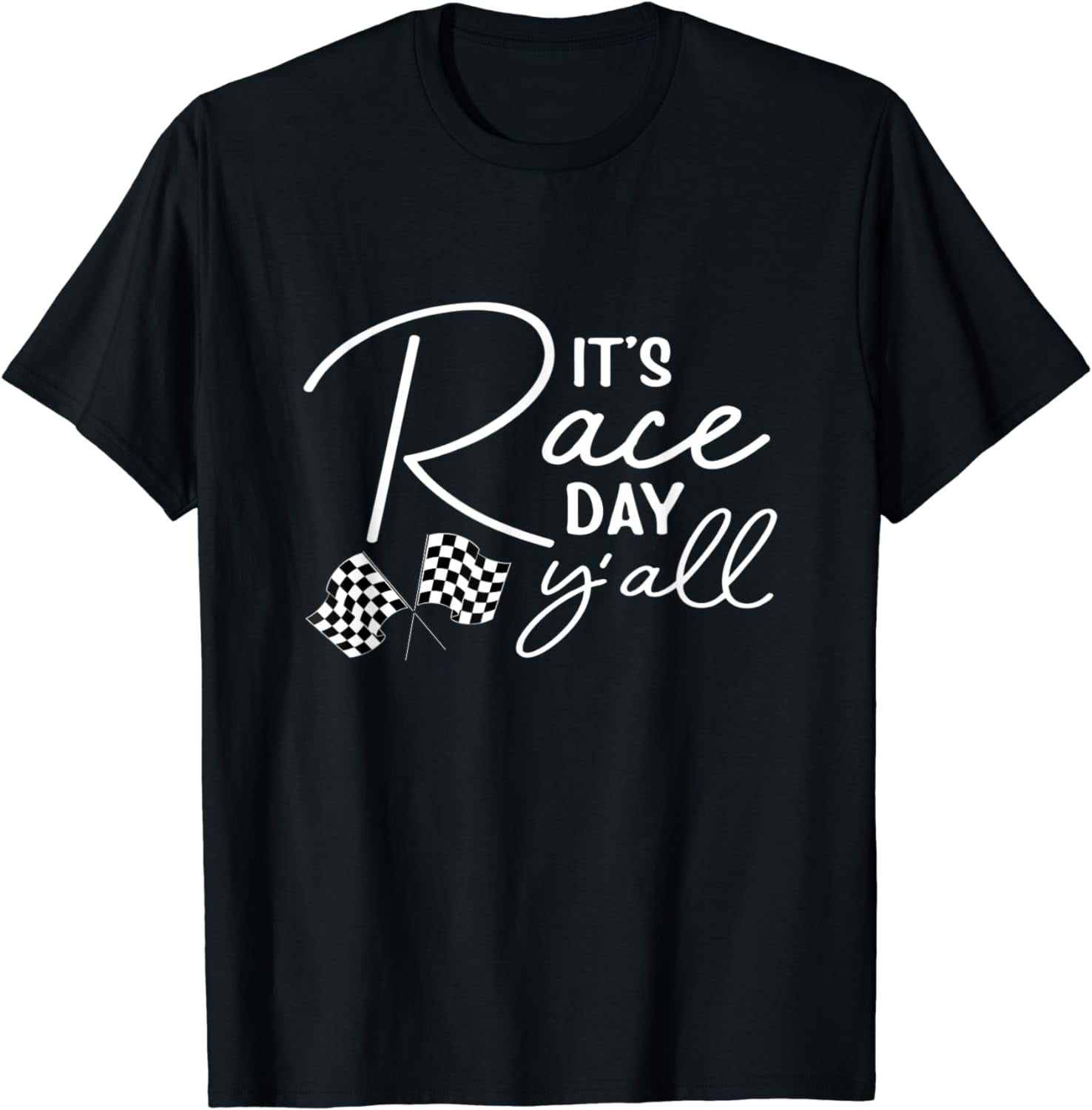 It's Race Day Y'all Dirt Track Racing Checkered Flag T-Shirt - Walmart.com