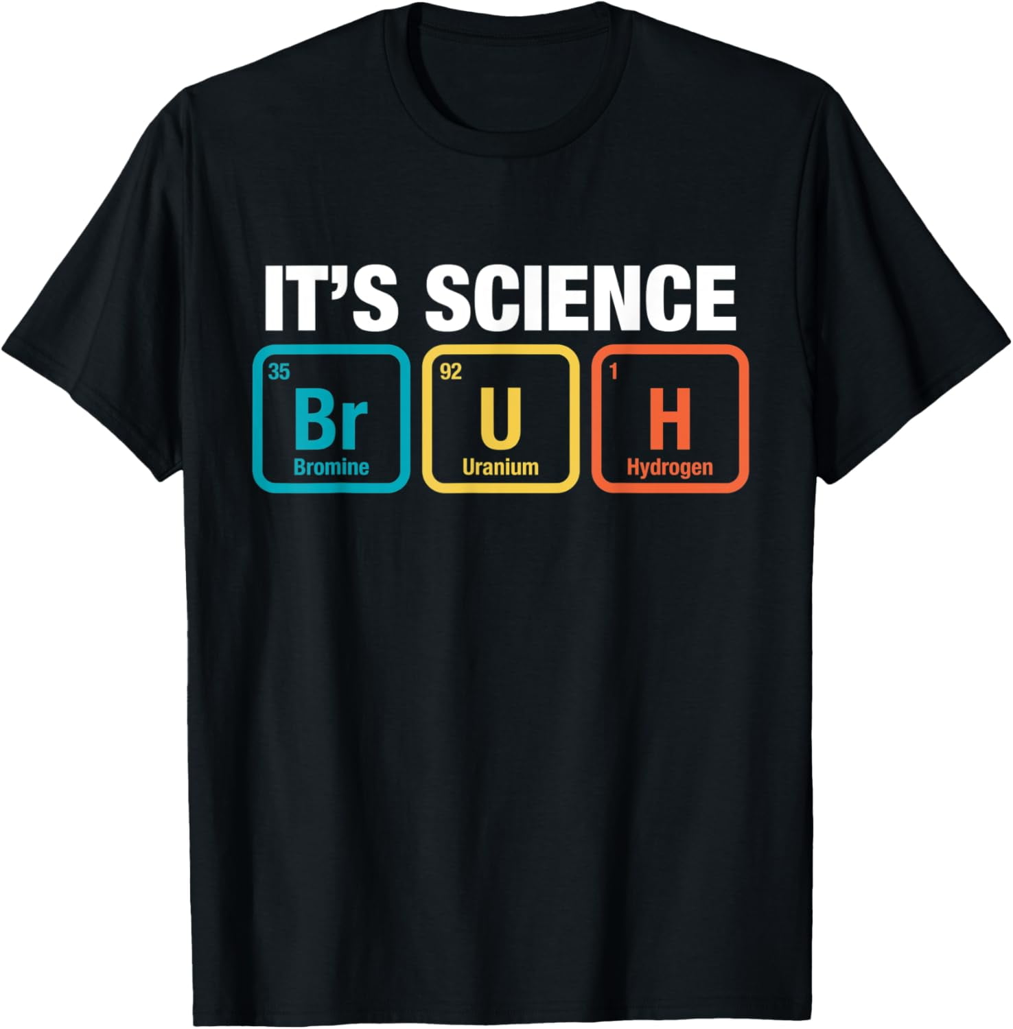 It's Science Bruh Periodic Table Of Elements Meme Nerdy Bro T-Shirt ...