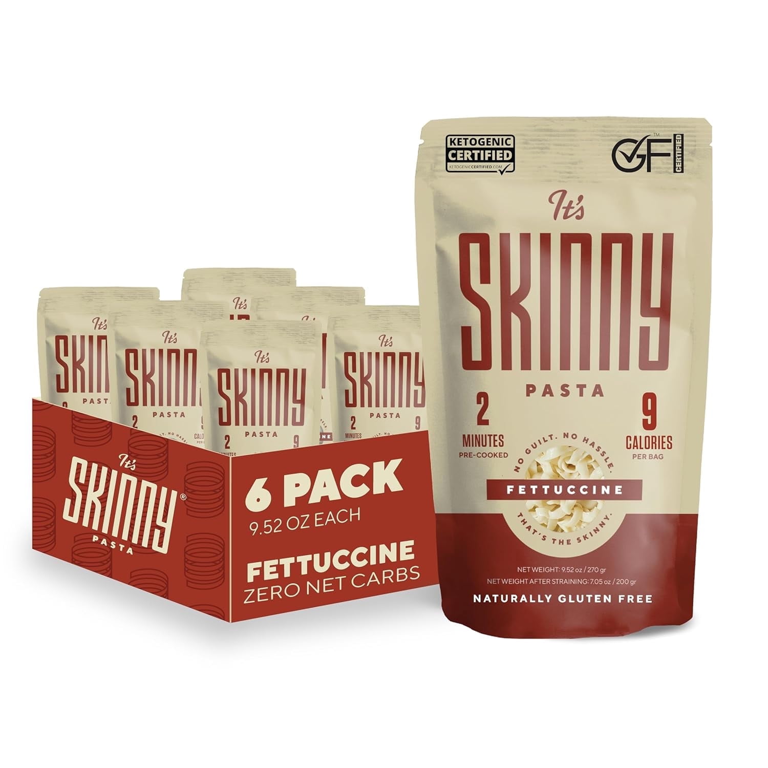 Skinny Gluten-Free Fettuccine Pasta - Low-Calorie, Zero Net Carb, Vegan ...