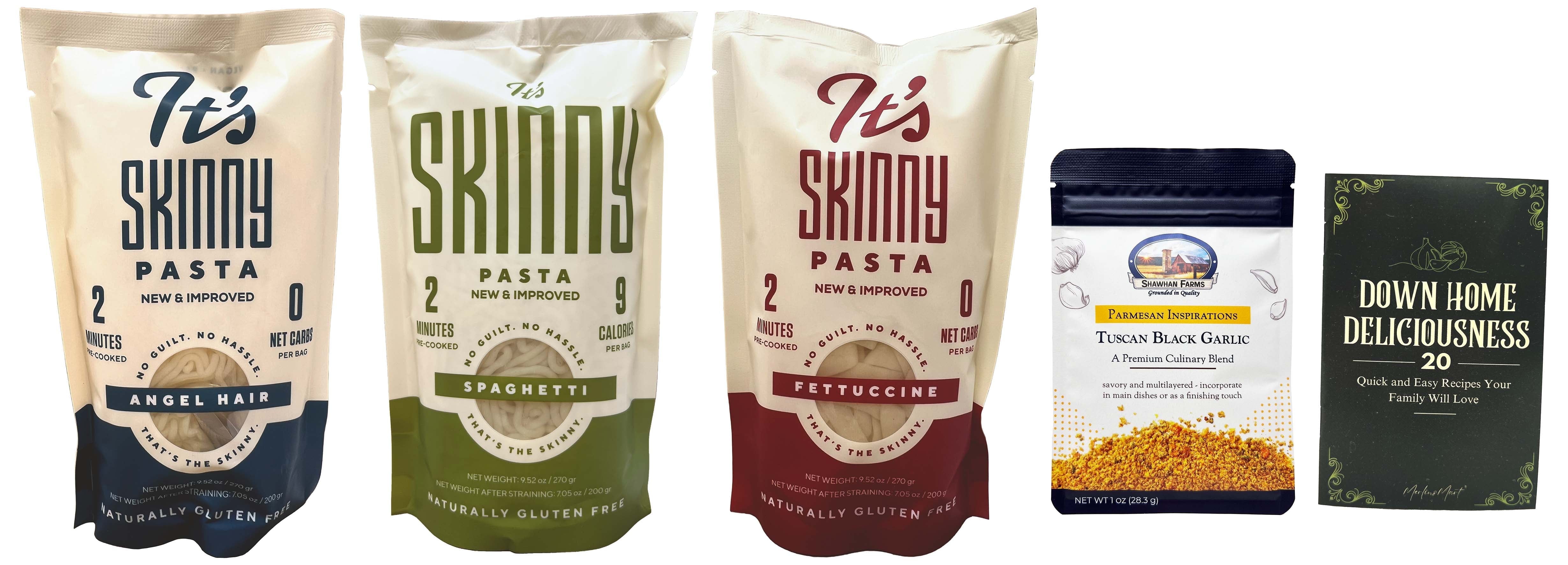 It's Skinny Pre-Cooked Pasta - 3 shapes - 1 each: Spaghetti, Fettuccine ...