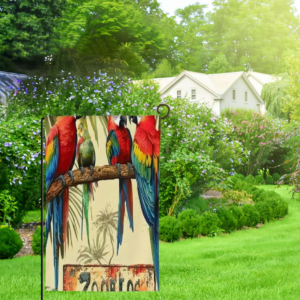 It's Somewhere Yard Flag Weather Resistant Parrot Flowers Flamingo ...