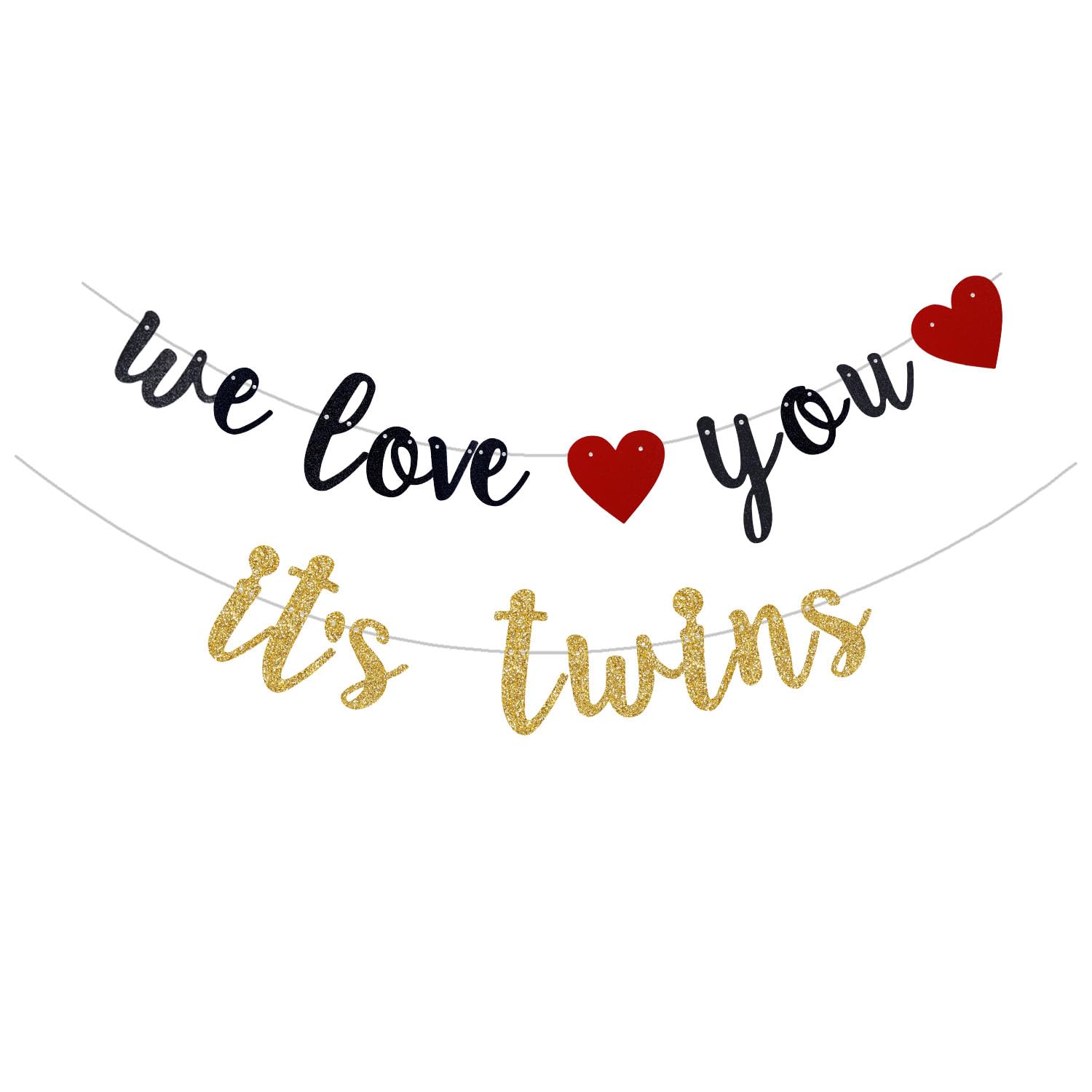 It's Twins Banner - We love you Baby Shower Bunting Gender Reveal Party ...