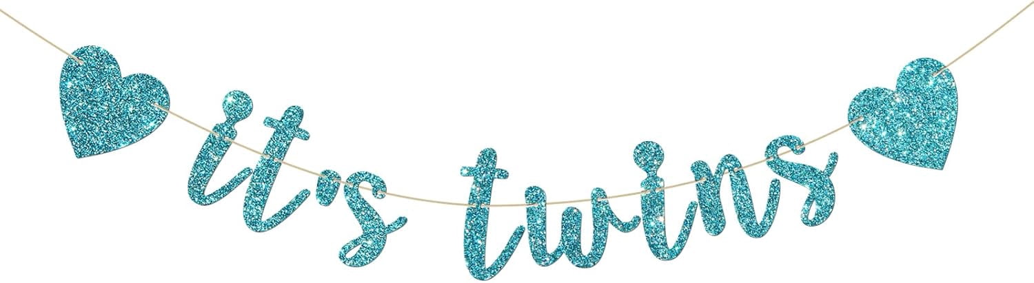 It's Twins Banner for Boys, Baby Shower Gender Reveal Party for Babies ...