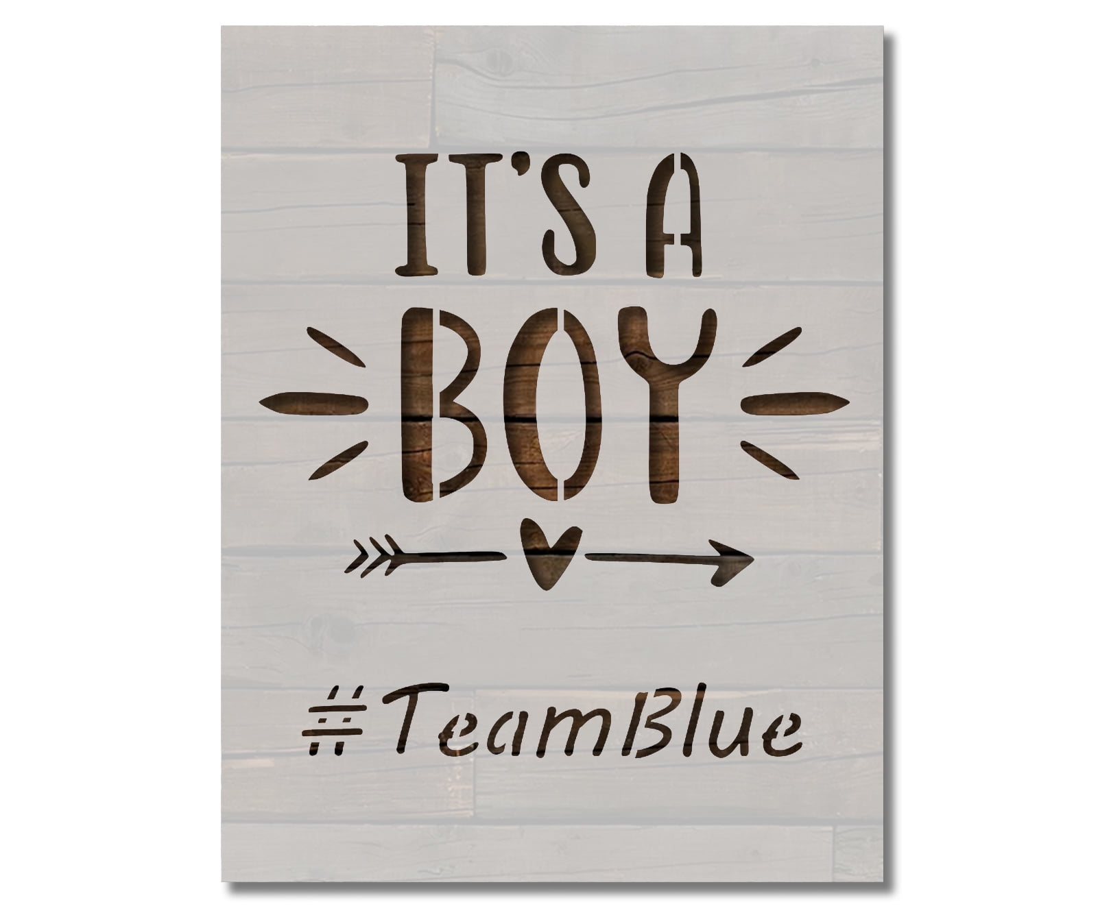 It's a Boy Baby Gender Reveal Stencil Team Blue Template Reusable 8.5 x ...