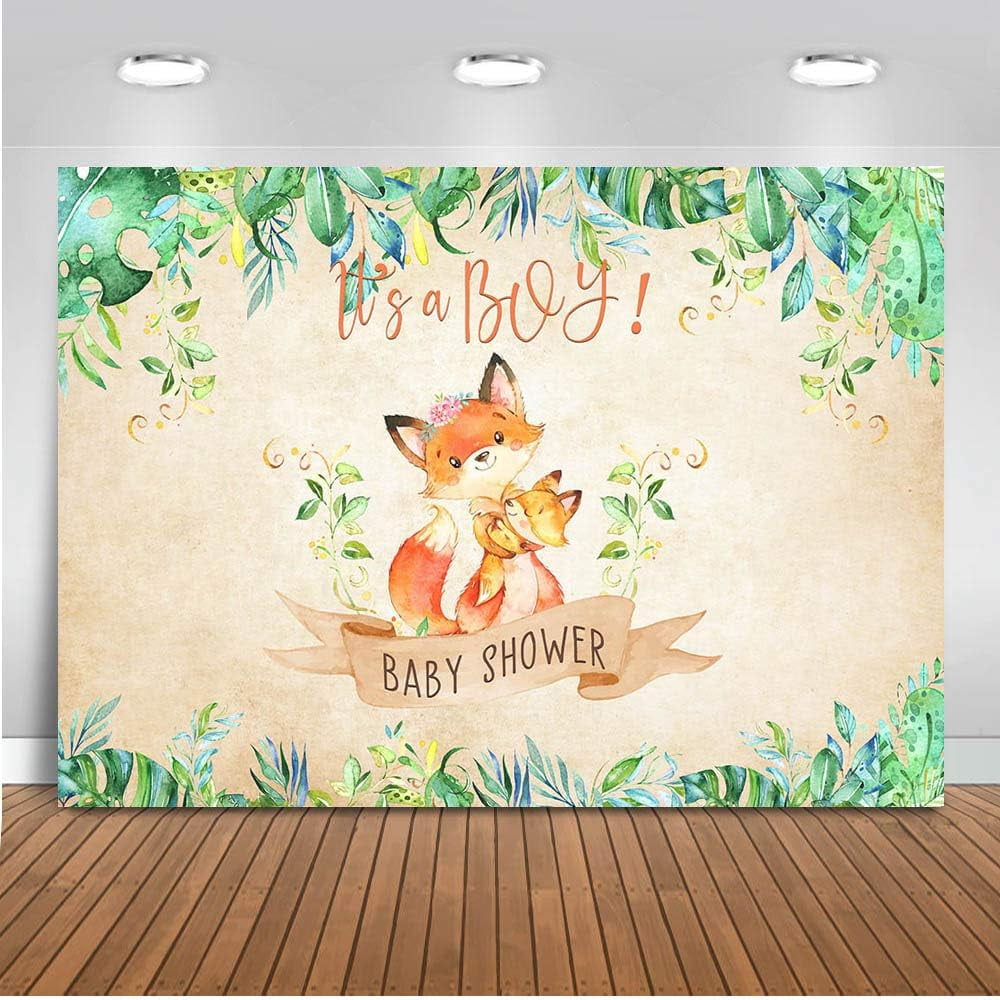 It's a Boy Fox Backdrop 7x5ft Fox Theme Baby Shower Party Decoration ...