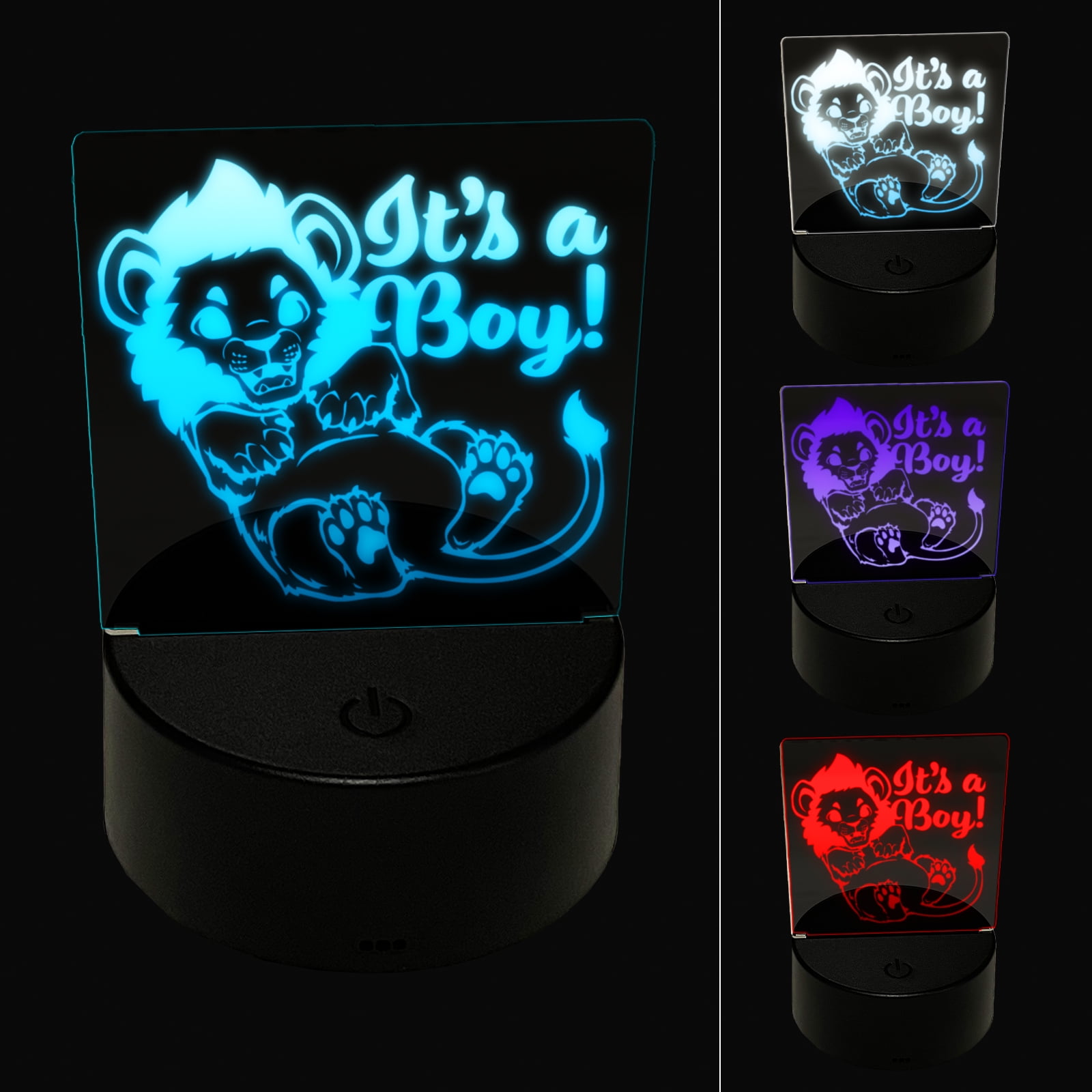 It's a Boy Lion Gender Reveal LED Night Light Sign 3D Illusion Desk ...