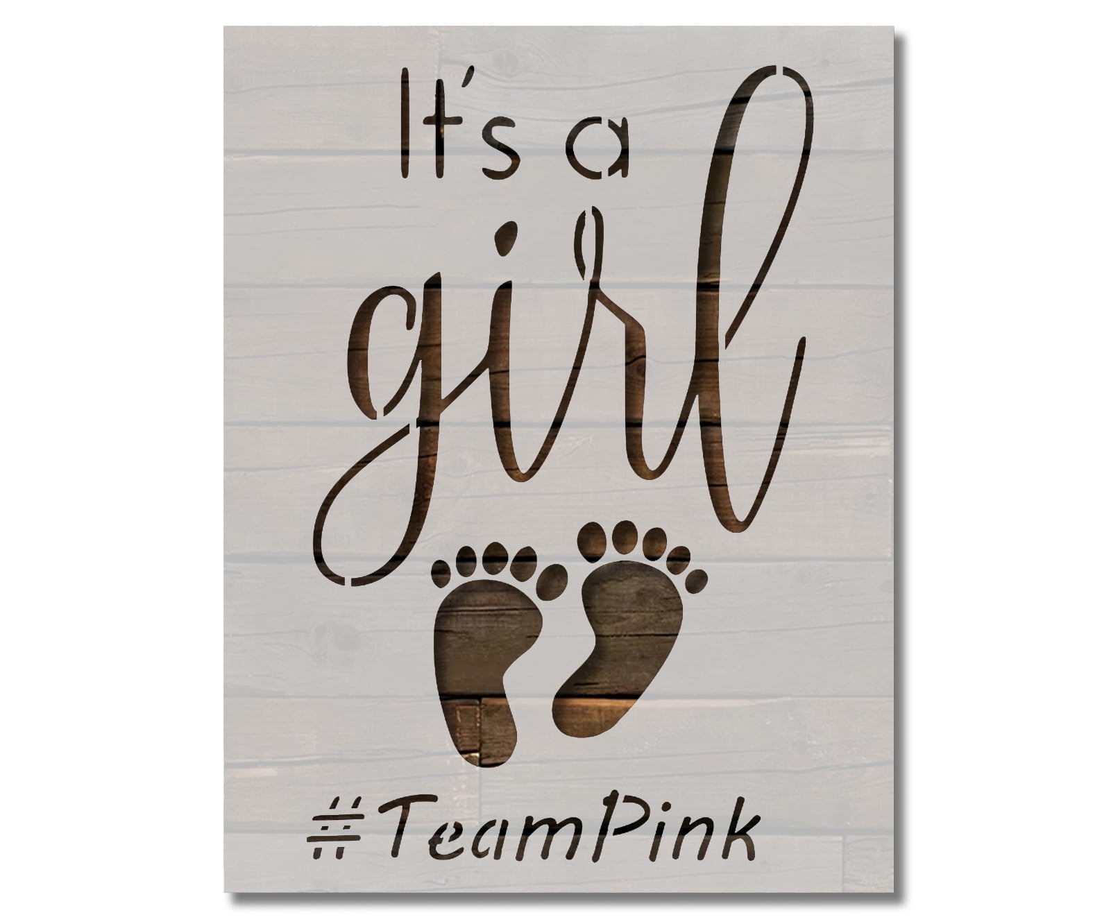 It's a Girl Baby Gender Reveal Stencil Team Pink Template Reusable 8.5 ...