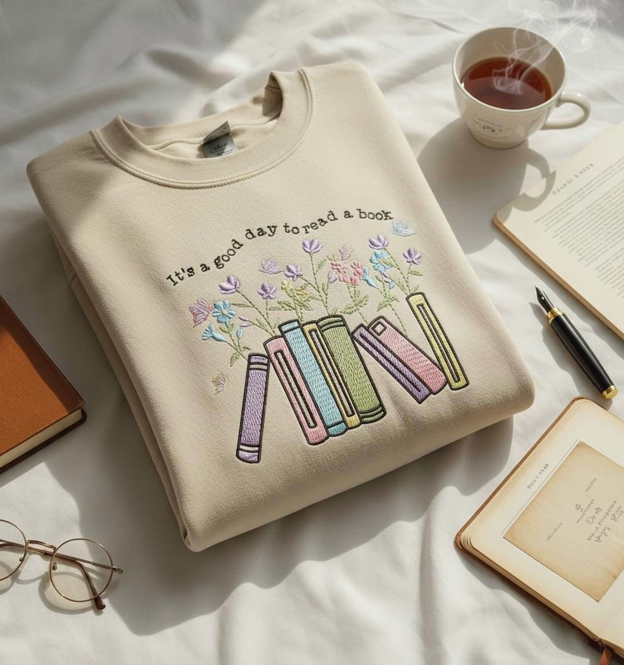 It’s a Good Day to Read a Book Embroidered Sweatshirt, Book Lover ...