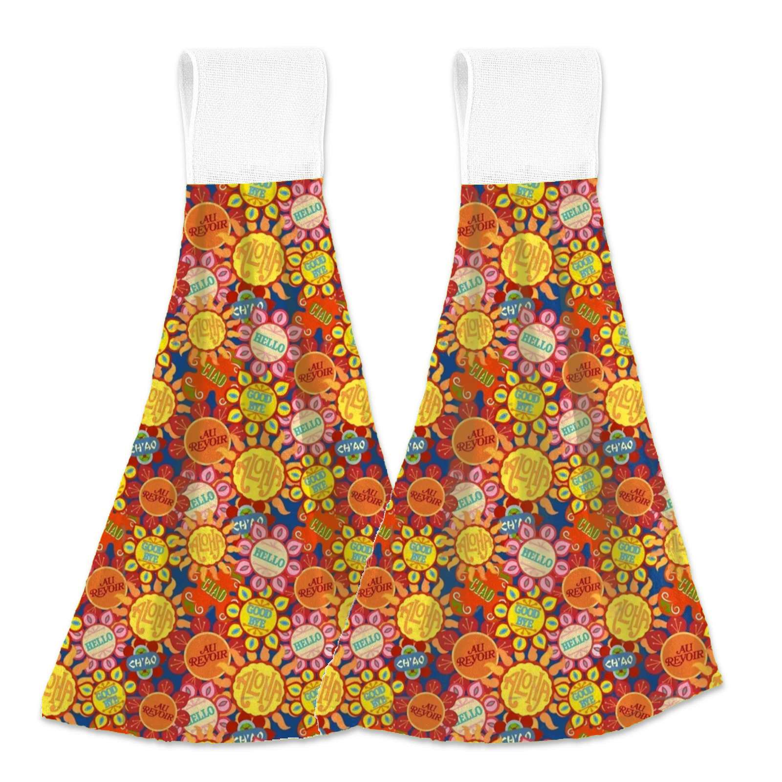 It's a Small World Flowers Hanging Kitchen Hand Towels Sets with Loop ...
