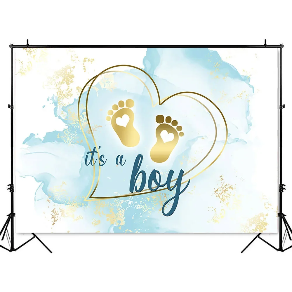 It's a boy Backdrop Golden Little Feet Gender Reveal Photo Background ...