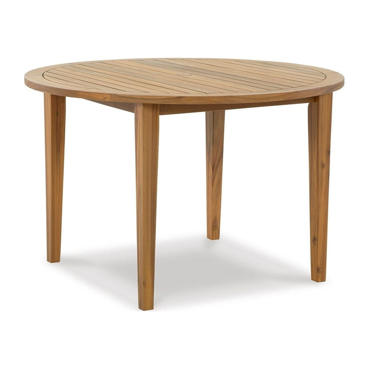 Ita 46 Inch Round Dining Table, Slatted Wood Tabletop, Brown Acacia ...