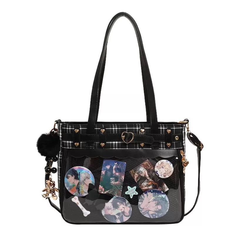 Ita Bag for Anime Cosplay and Convention, Large Capacity Plaid Tote Bag ...