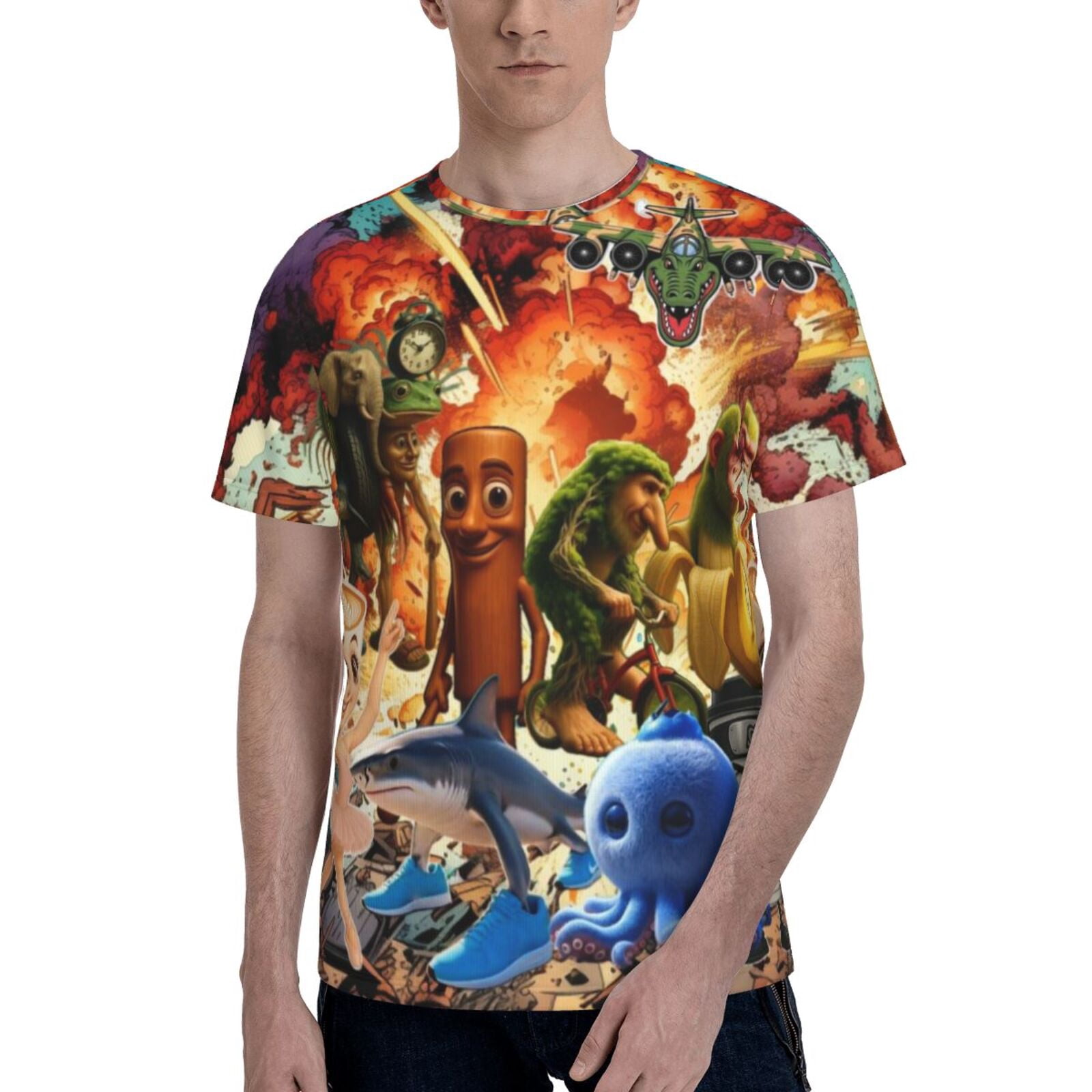 Ita-lian Brai-nrot Mens 3d Graphic Print Shirts Casual Short Sleeve Tee ...