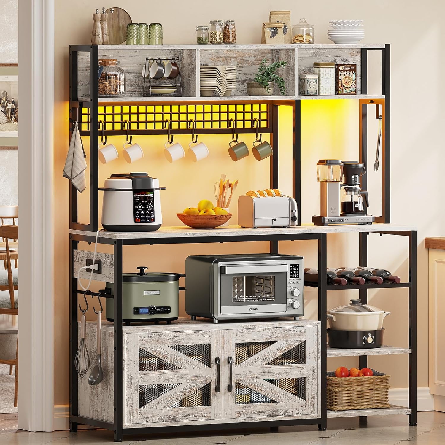 Itaar 47.2 Inch Bakers Rack with Power Outlet, Microwave Stand with ...