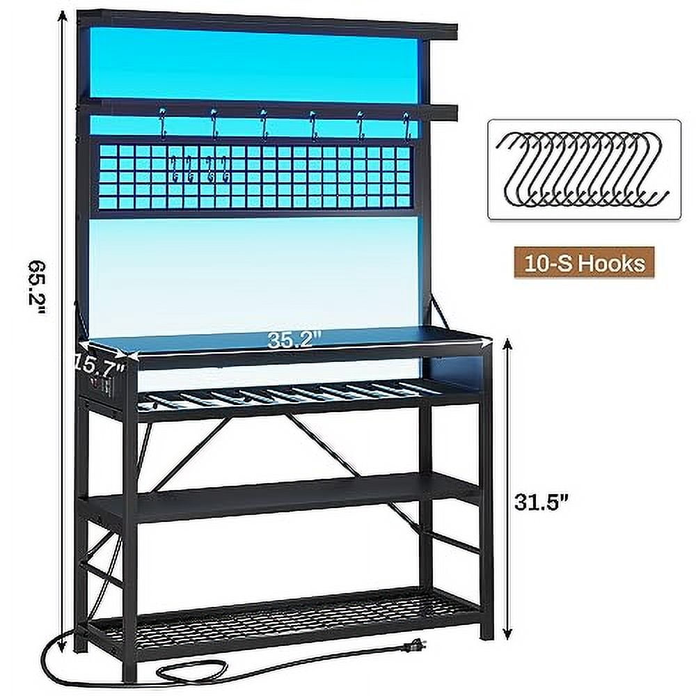 Itaar Bakers Rack with Power Outlet, 6-Tier Coffee Bar, Microwave Stand ...