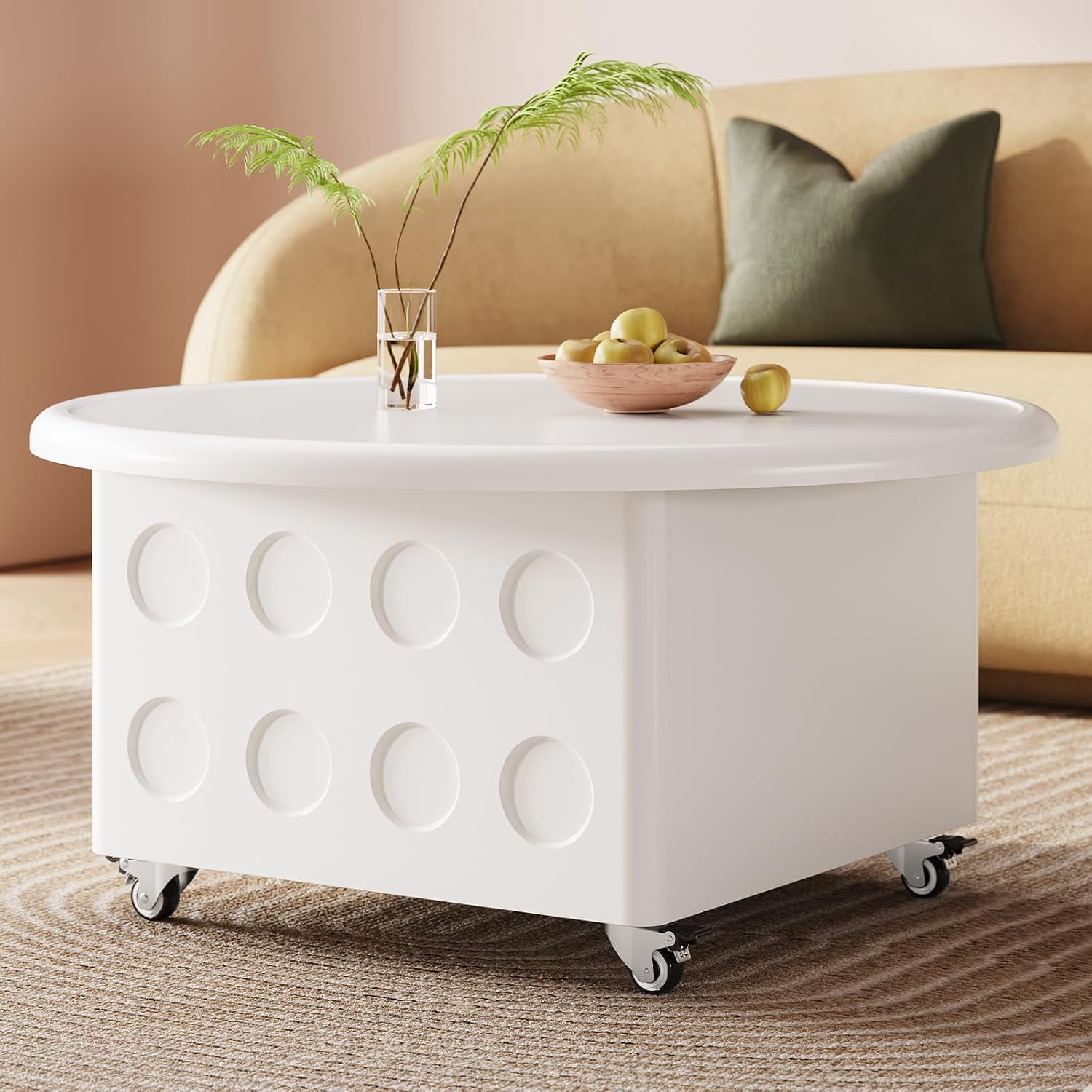 Itaar Cheese Round Coffee Table, Lift Top Coffee Table for Living Room ...