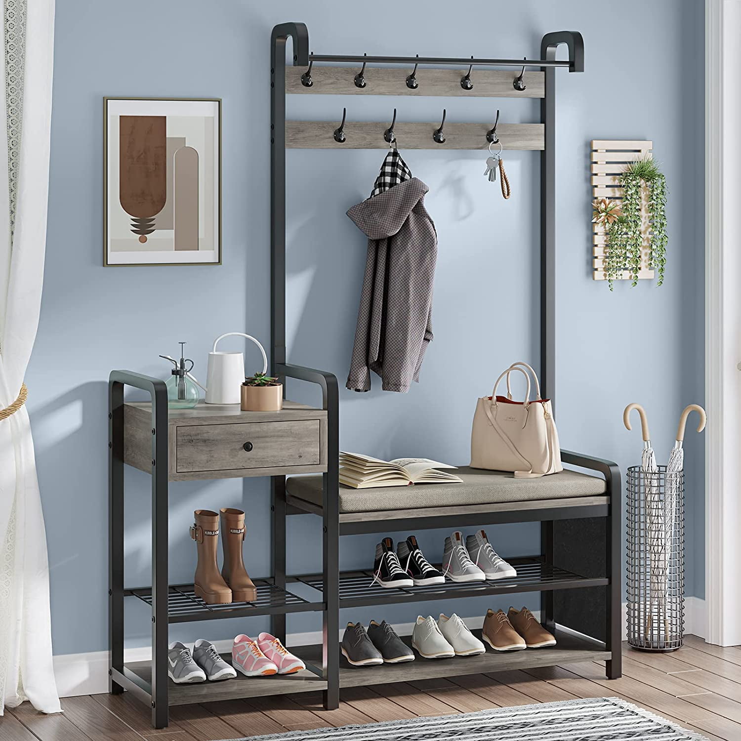 Itaar Hall Tree, Entryway Bench, Shoe Rack for Entryway, Coat Rack ...