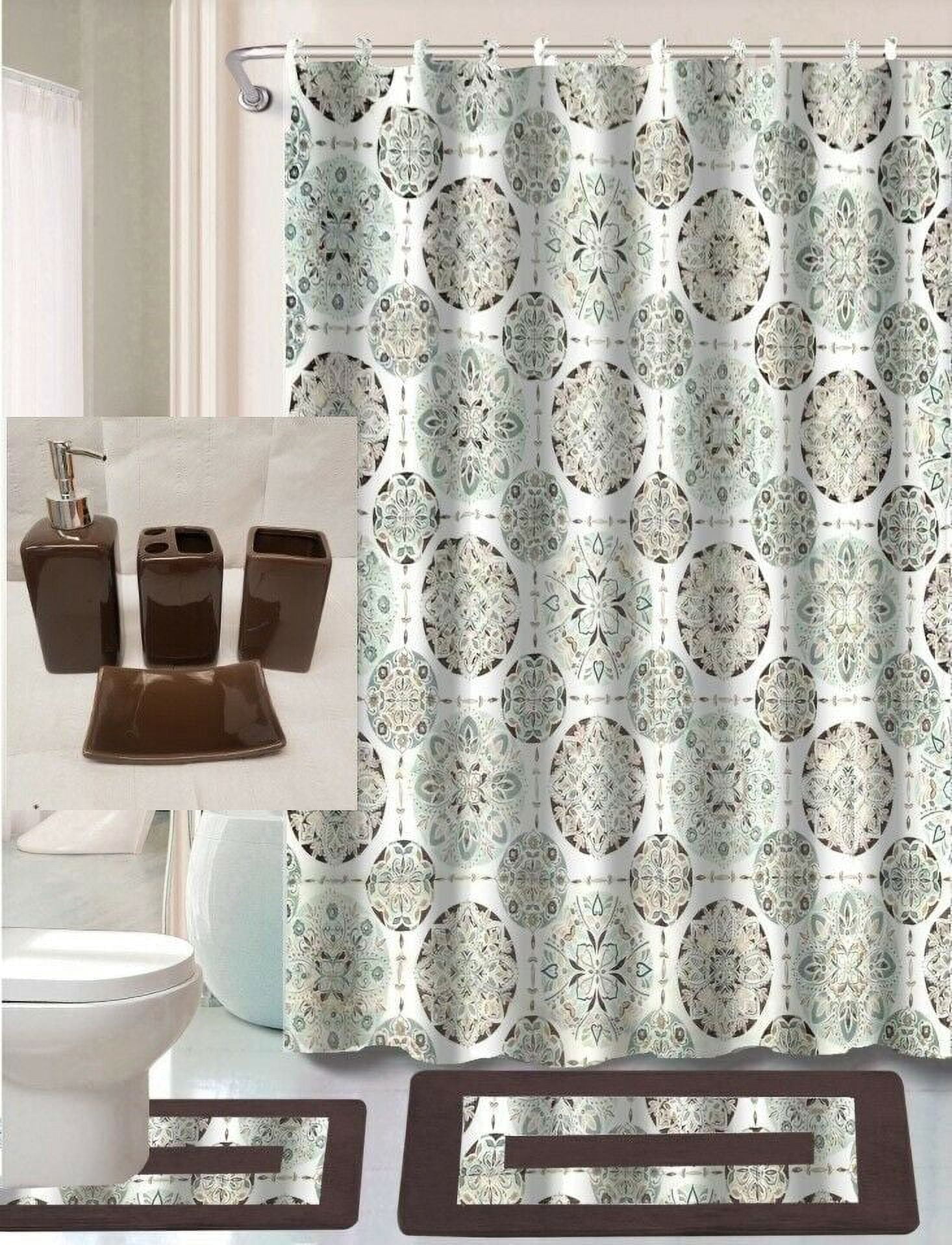 Itake brown Bathroom rug, mat non slip soft shaggy with shower curtain ...